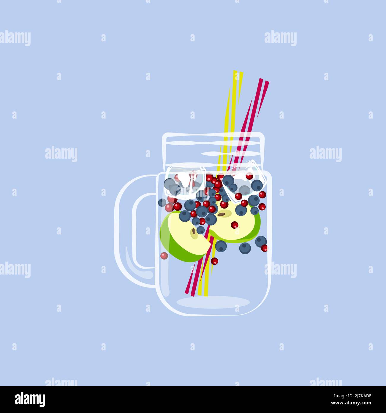 Lemonade in drinking can and slices of fresh fruit and berries Stock ...