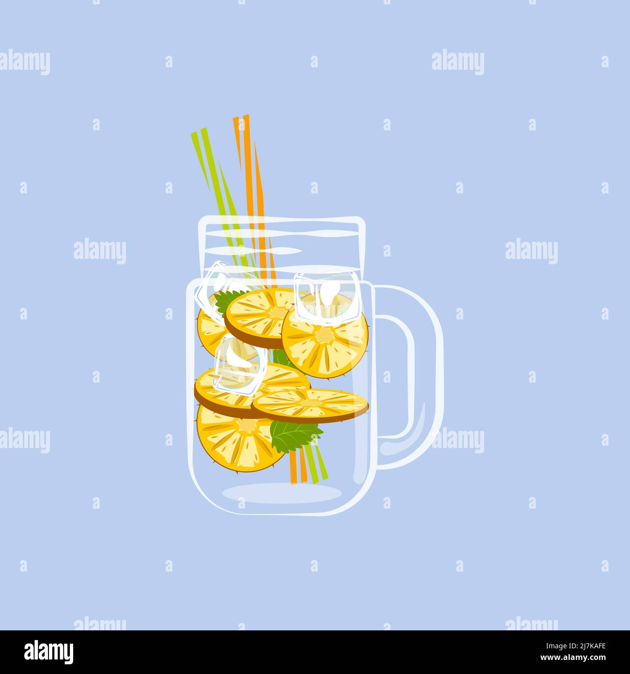 Lemonade in drinking can and slices of fresh fruit and berries Stock ...