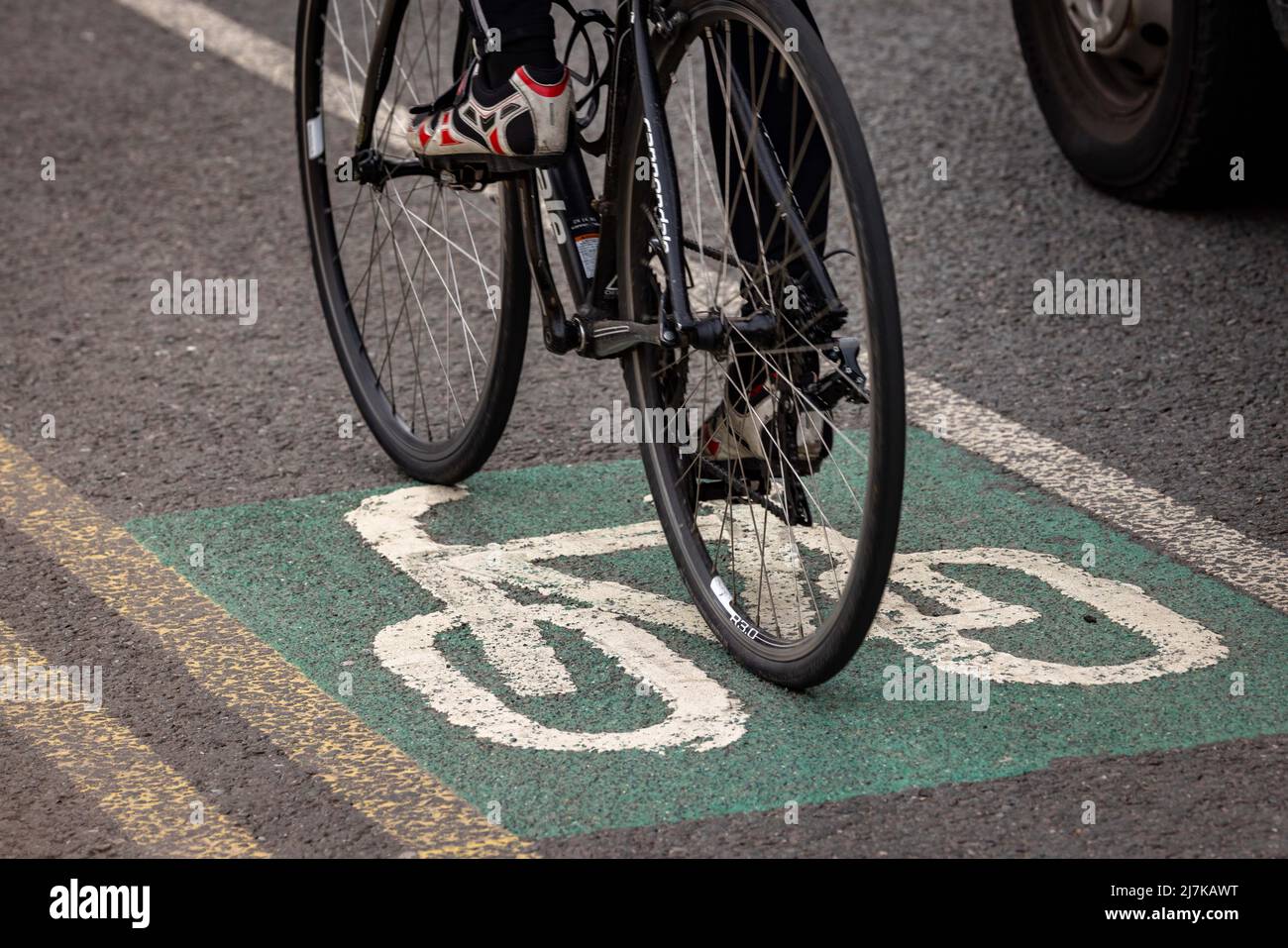 Cycle lane, Manchester Stock Photo - Alamy