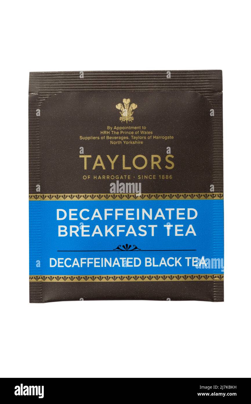 Sachet of taylors of harrogate decaffeinated breakfast tea hi-res stock ...