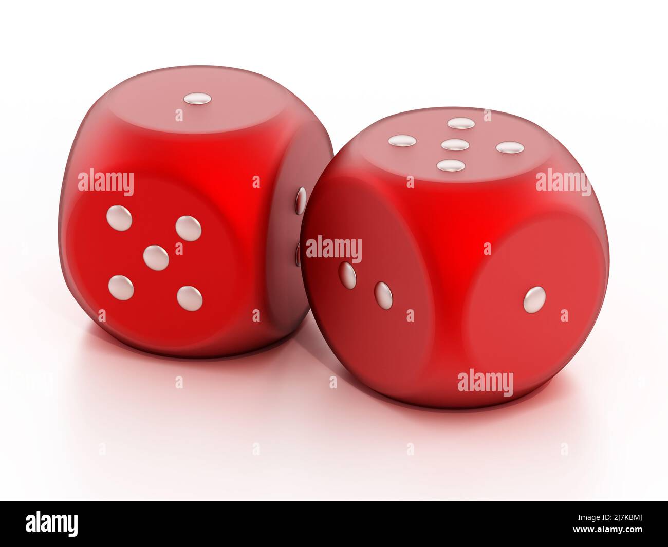 Two dice isolated on white background. 3D illustration Stock Photo - Alamy