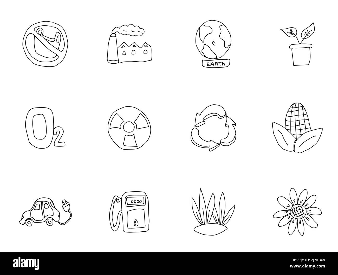 eco cartoon doodle icons Stock Vector Image & Art - Alamy