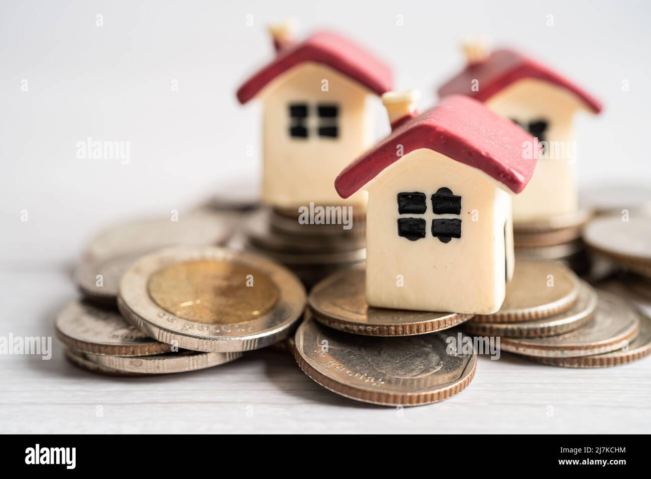 House on stack coins, mortgage home loan finance concept Stock Photo ...