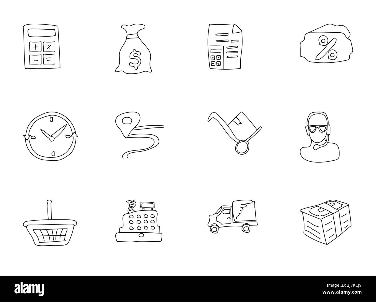 e-commerce doodles isolated on white Stock Vector Image & Art - Alamy