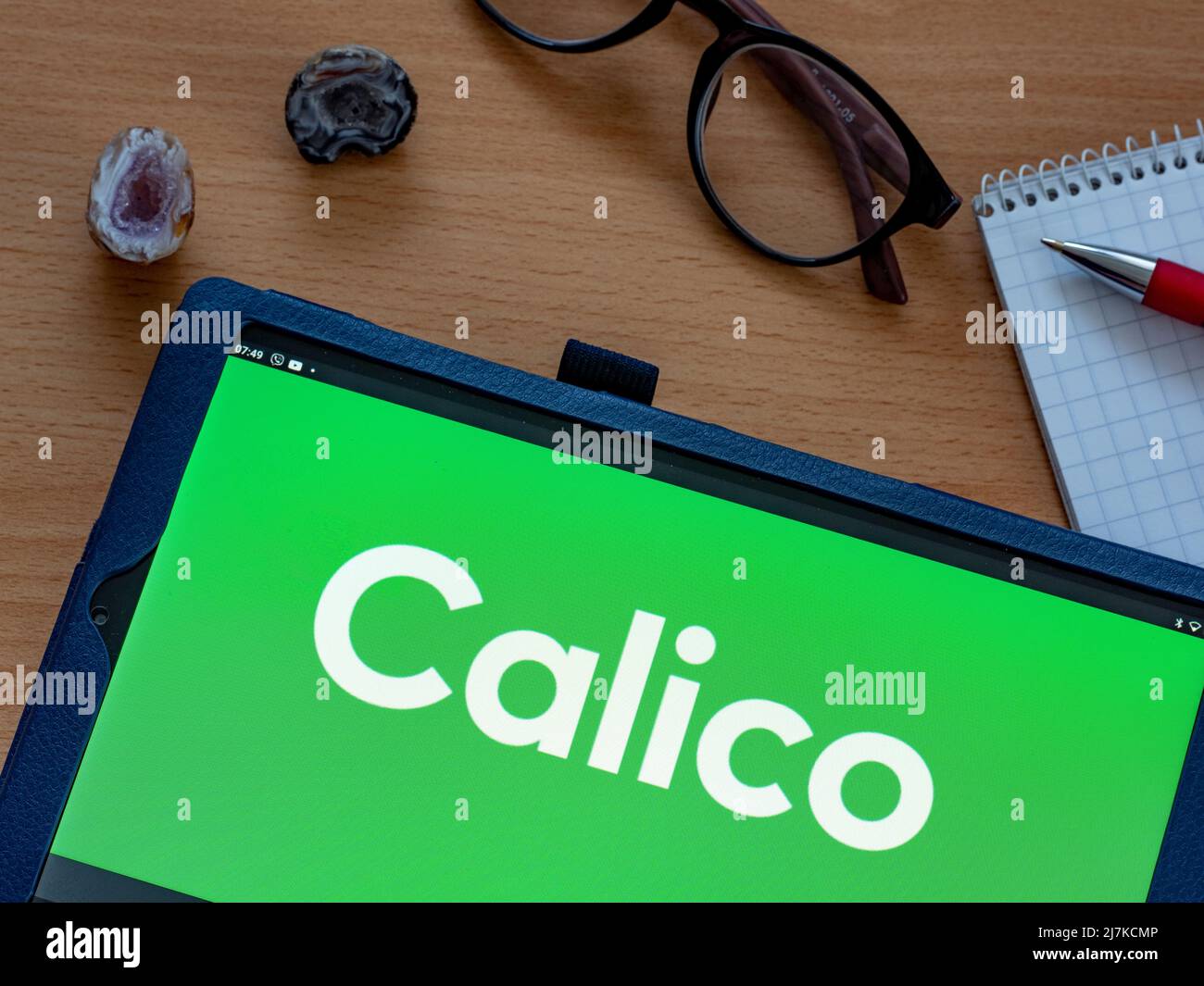 In this photo illustration Calico LLC owned by Alphabet Inc.logo seen ...