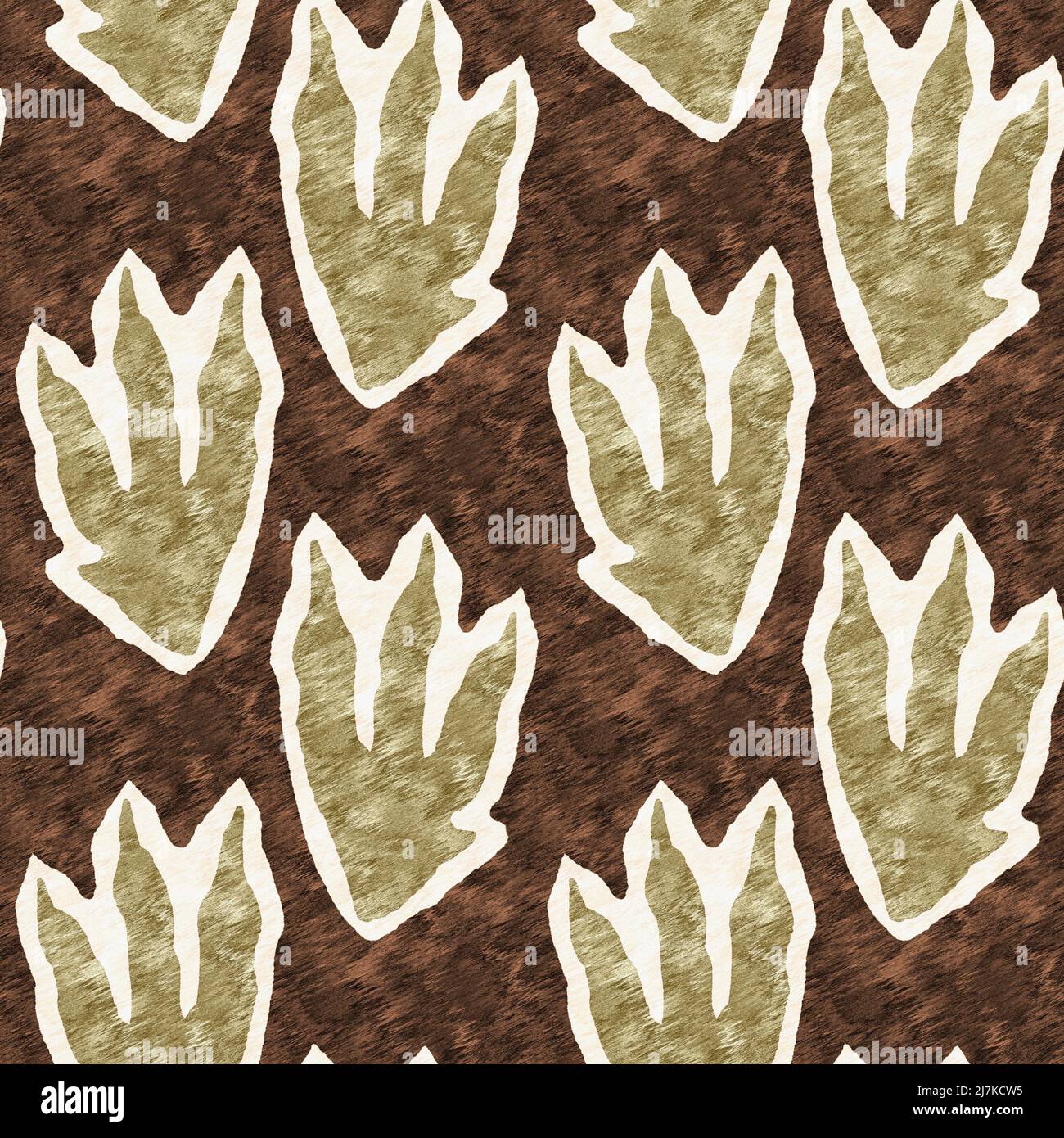 Brown hand drawn dinosaur foot print seamless pattern. Gender Neutral ...