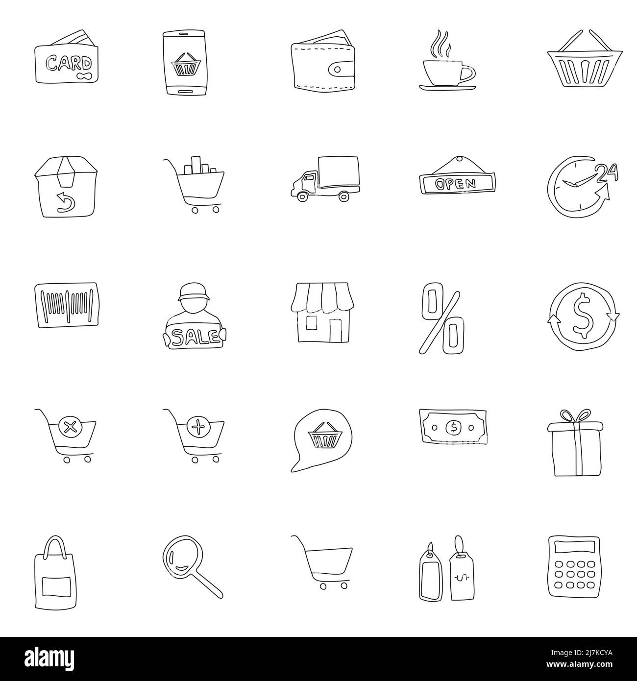 shopping hand drawn linear vector icons Stock Vector Image & Art - Alamy