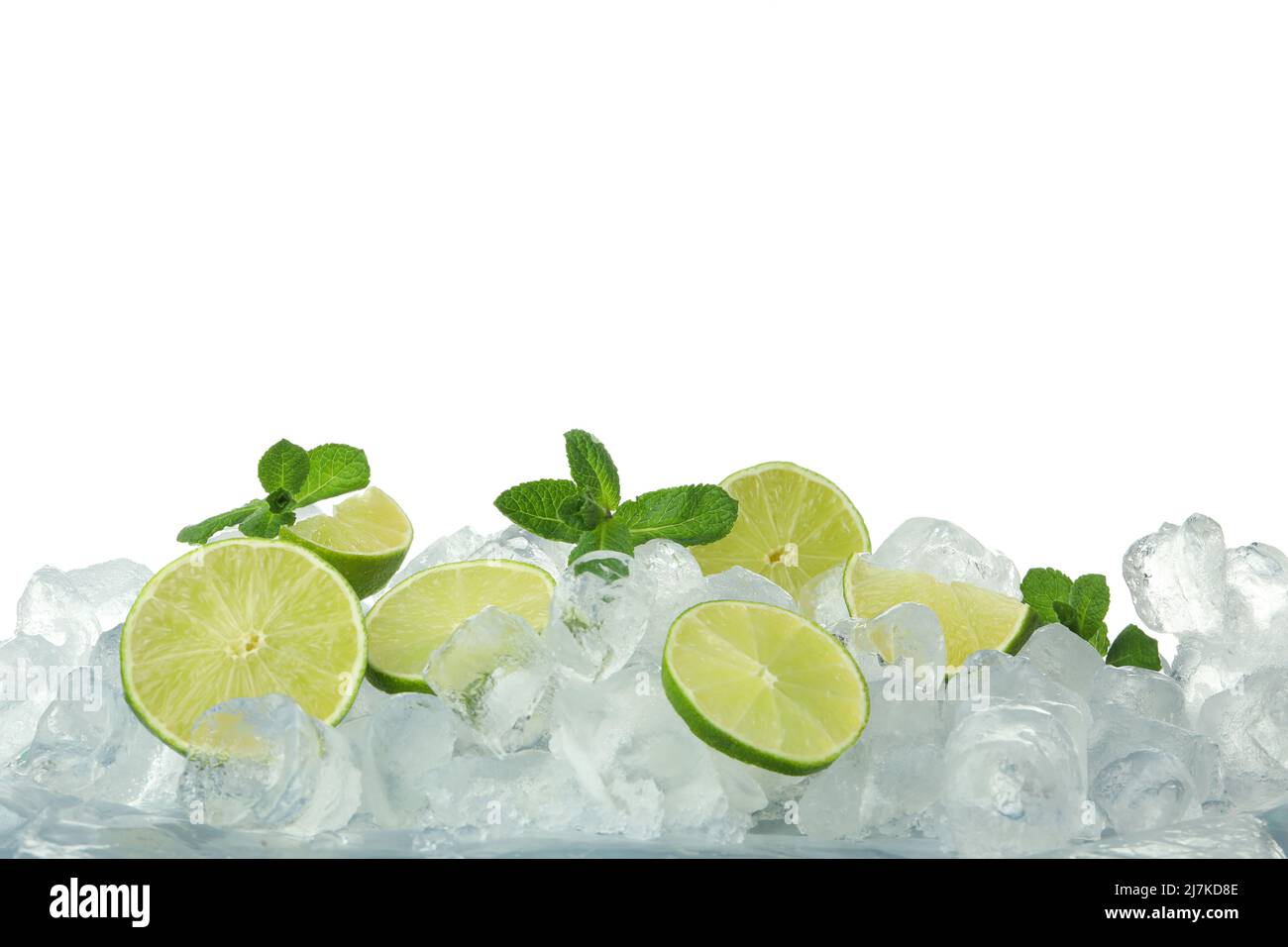 Ice with mint and lime isolated on white background Stock Photo - Alamy
