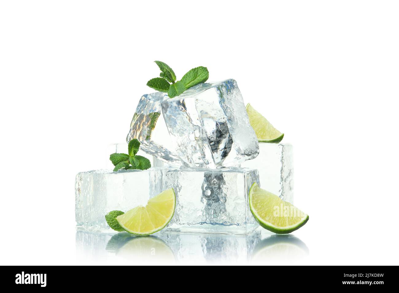 Ice, mint and lime isolated on white background Stock Photo - Alamy