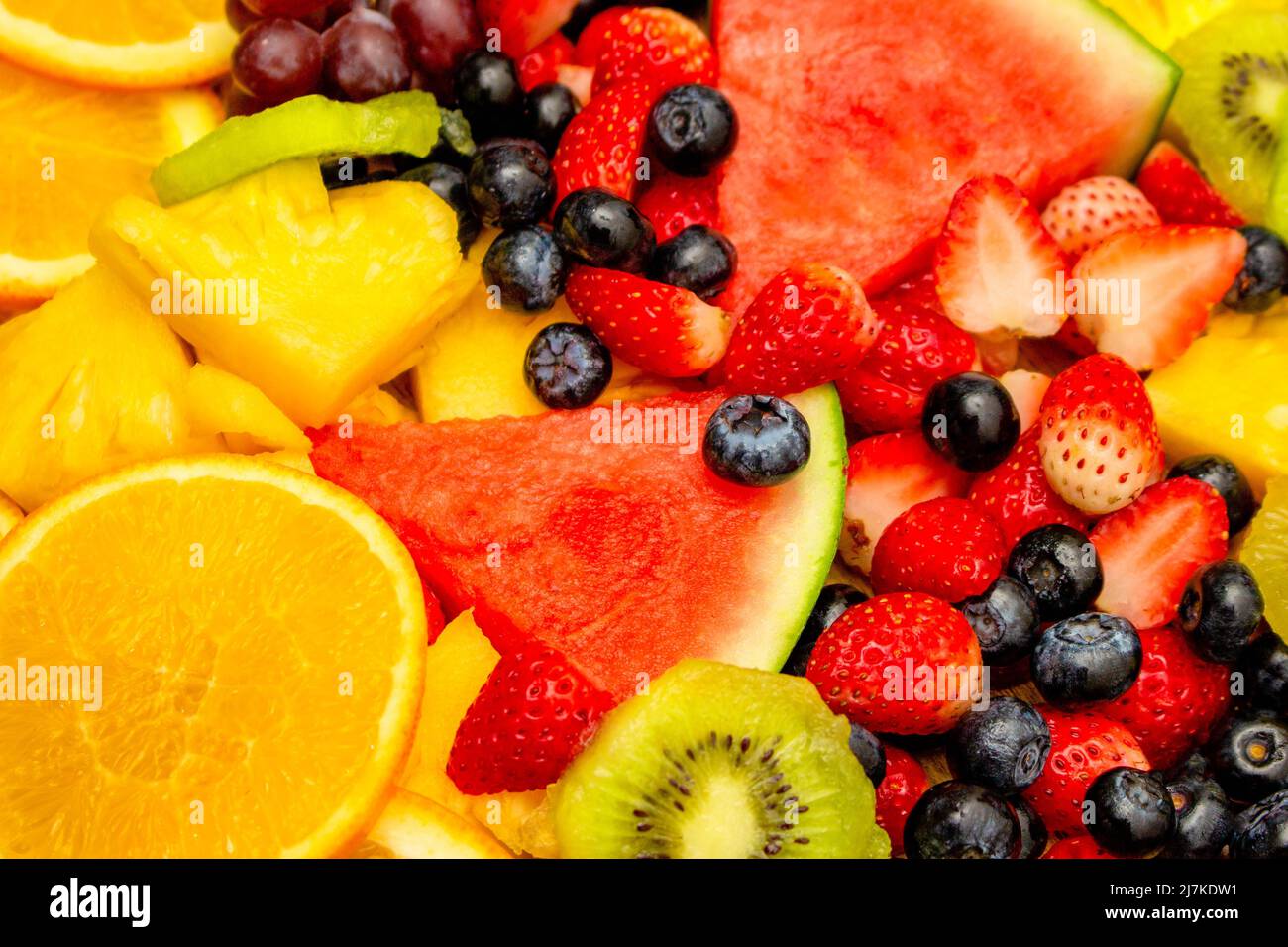 Fresh fruits background, Healthy mix fruits consist of tropical fruit ...