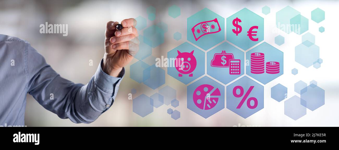 Man drawing a money management concept Stock Photo - Alamy