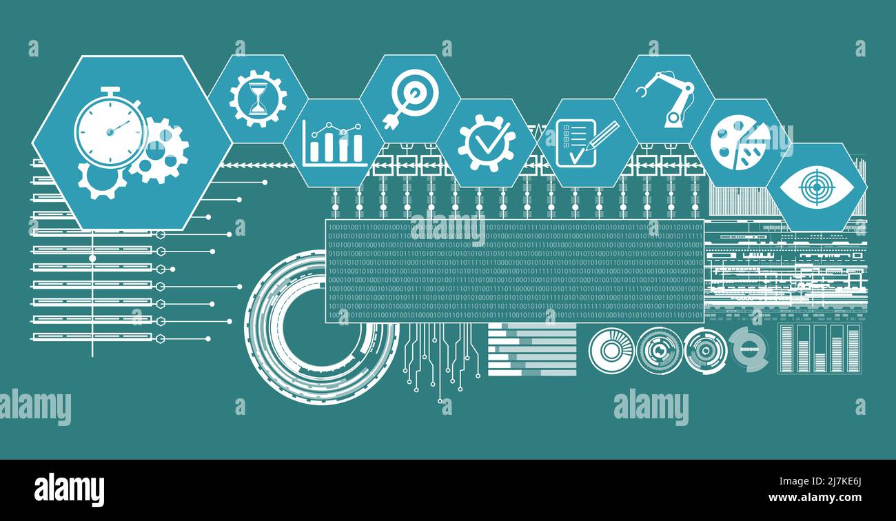 Concept of efficiency with connected icons Stock Photo - Alamy