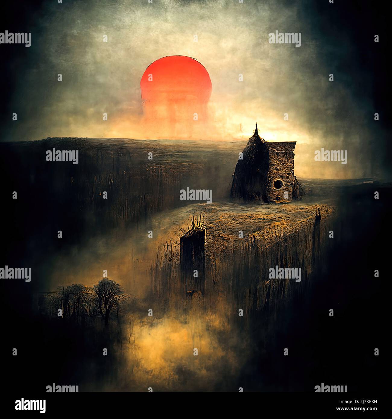 Sunset on a strange alien world Stock Photo - Alamy