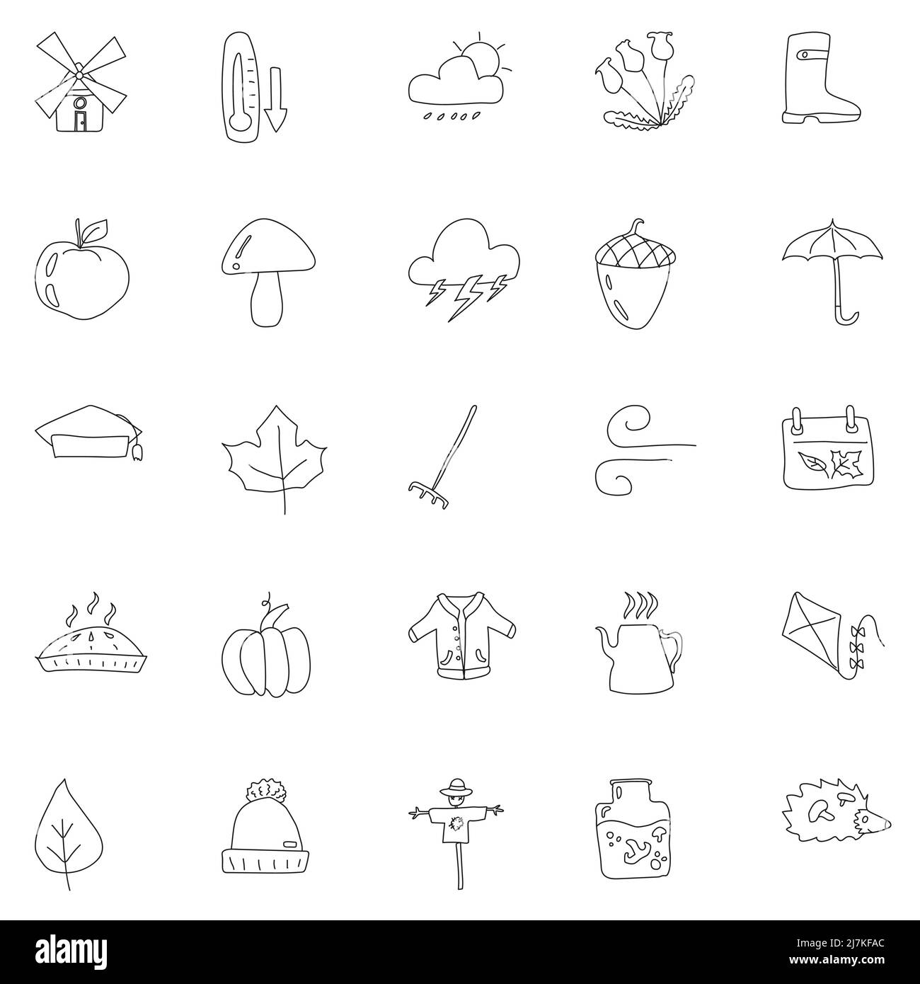 autumn hand drawn linear doodles Stock Vector Image & Art - Alamy