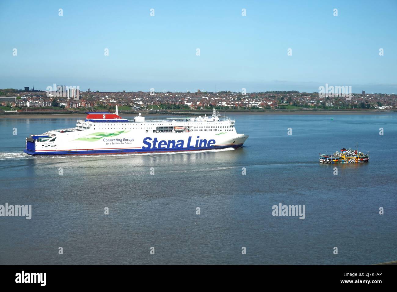 Stena line RO RO ferry leaving Liverpool for Belfast Stock Photo - Alamy