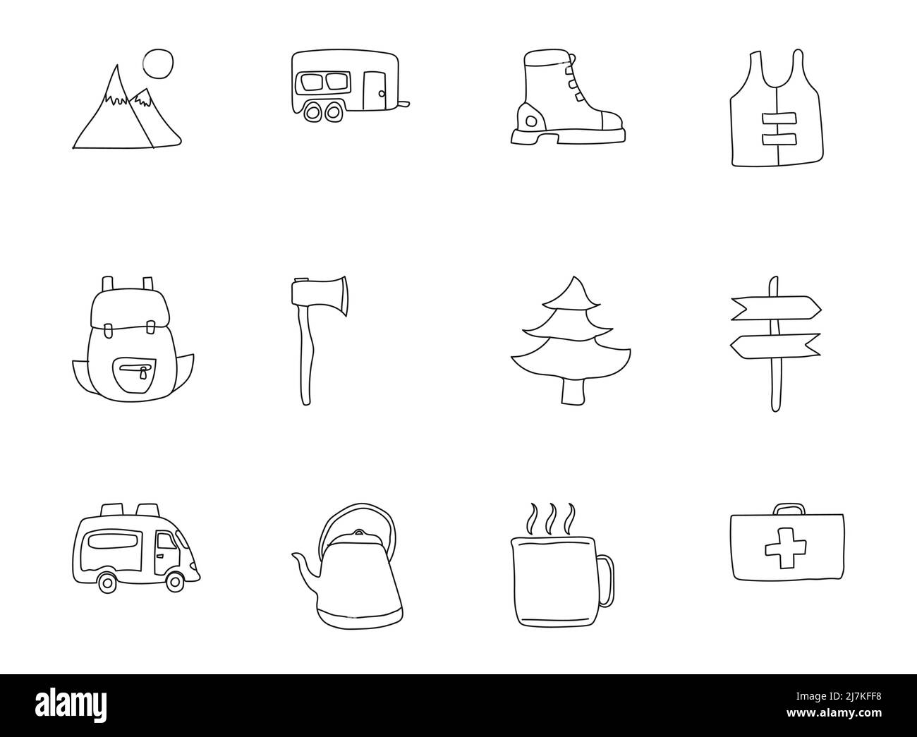 camping doodles isolated on white Stock Vector Image & Art - Alamy