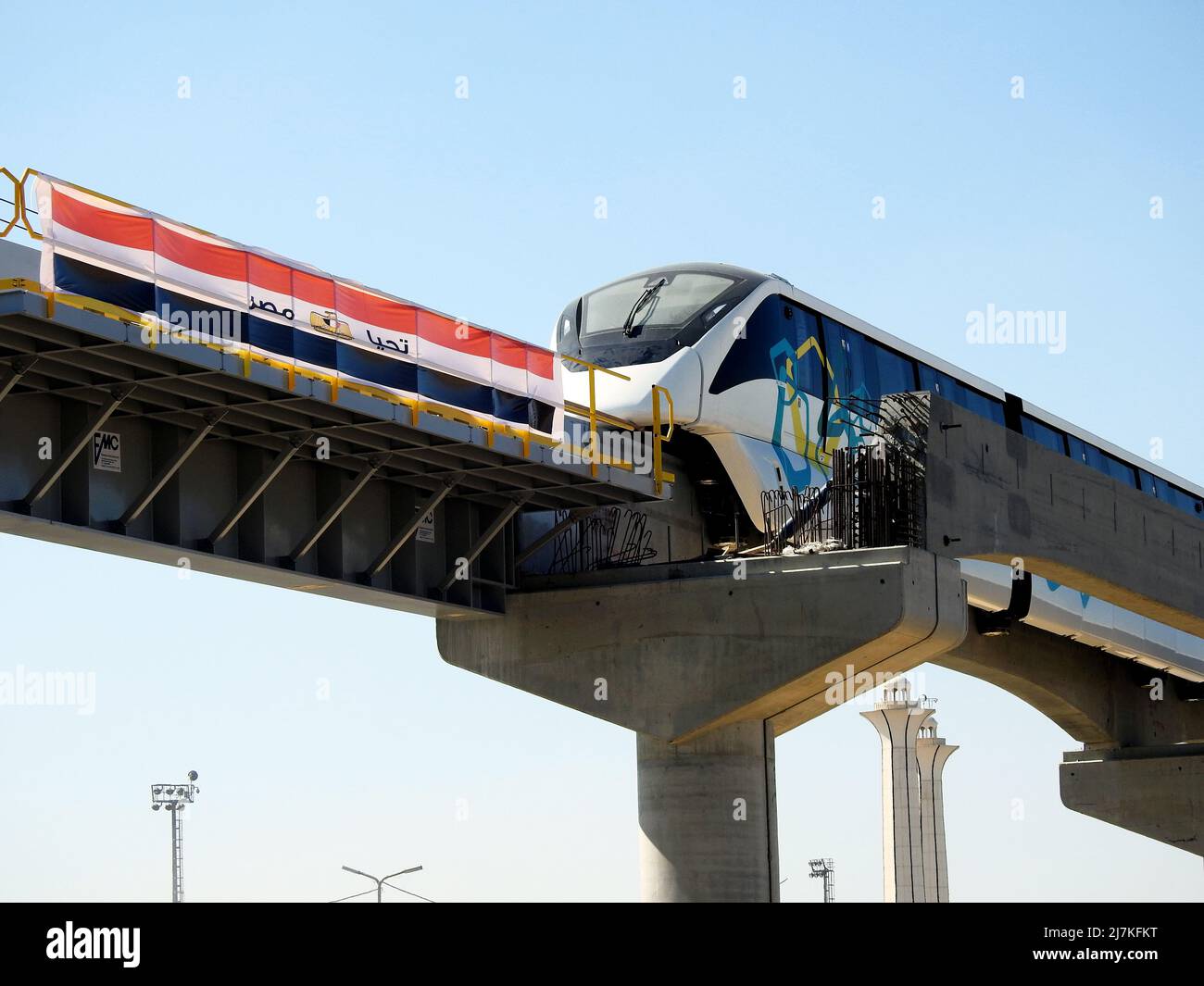 Cairo, Egypt, November 4 2021: Cairo monorail on its track on steel and ...