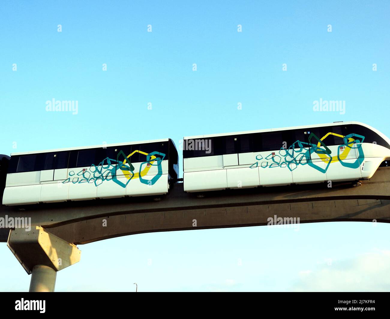 Cairo, Egypt, November 5 2021: installation of first monorail train on ...