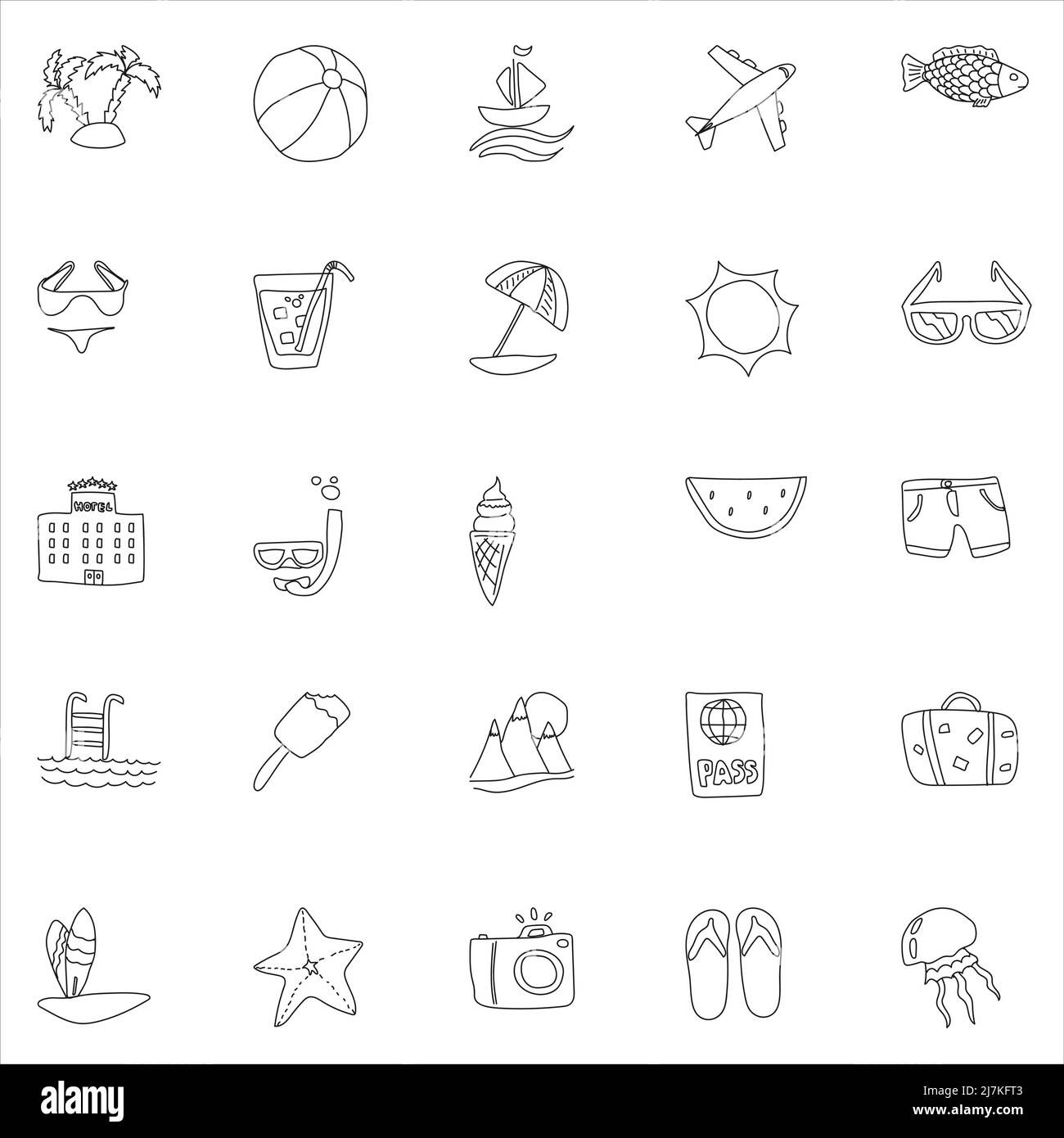 Summer clothes icons Black and White Stock Photos & Images - Alamy