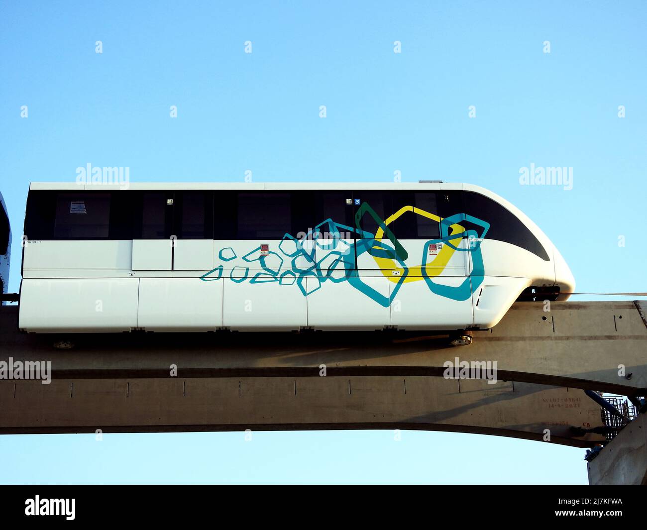 Cairo, Egypt, November 5 2021: installation of first monorail train on ...