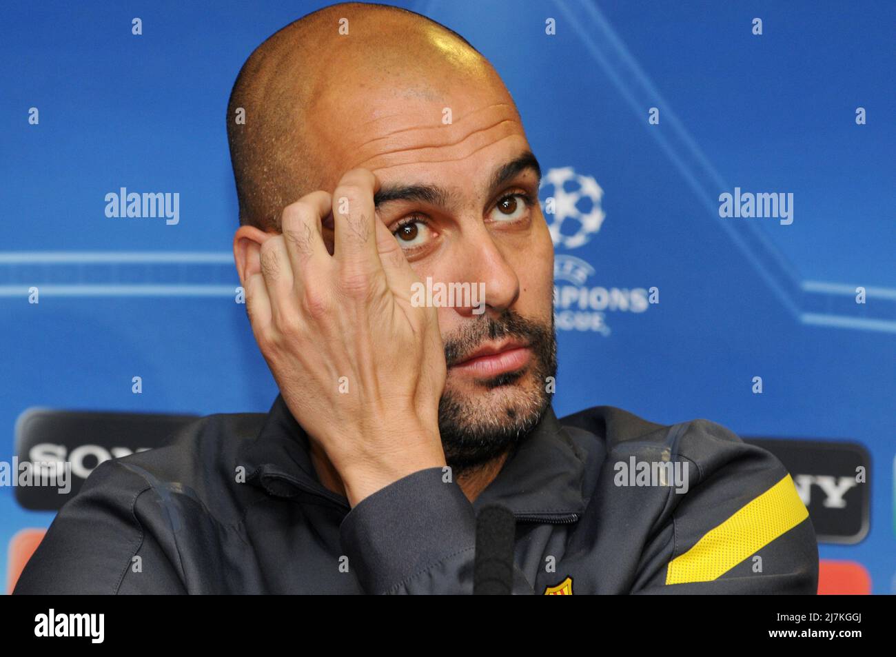 Pep Guardiola, Champions League Press Conference, London. UK Stock ...