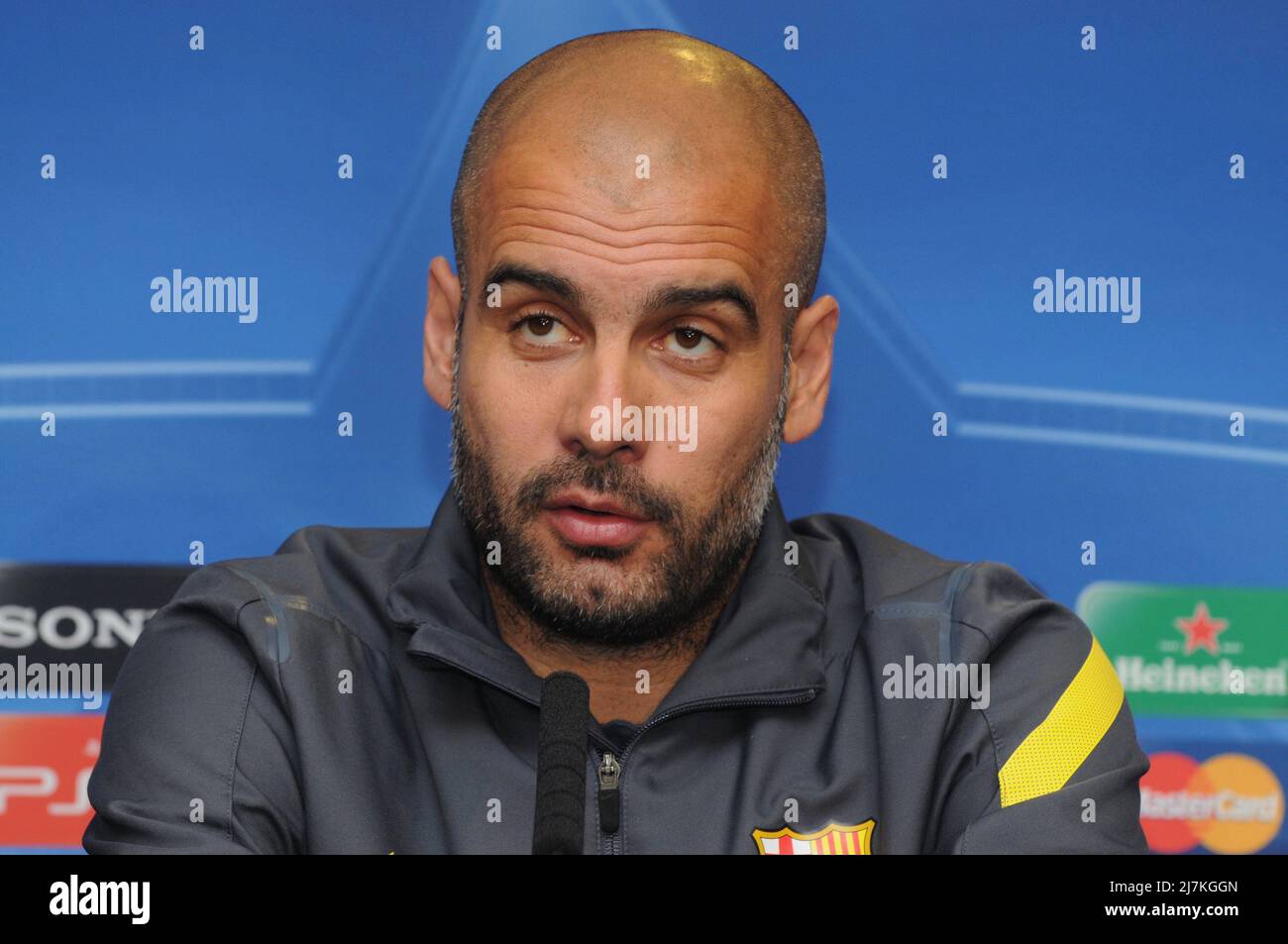 Pep Guardiola, Champions League Press Conference, London. UK Stock ...