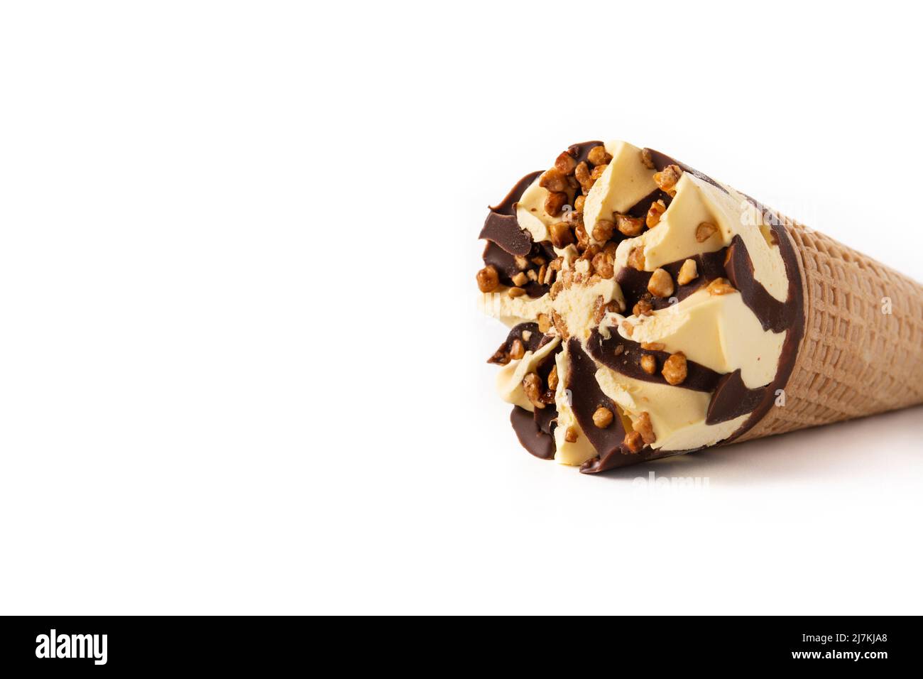 Vanilla and chocolate ice cream cone isolated on white background Stock ...