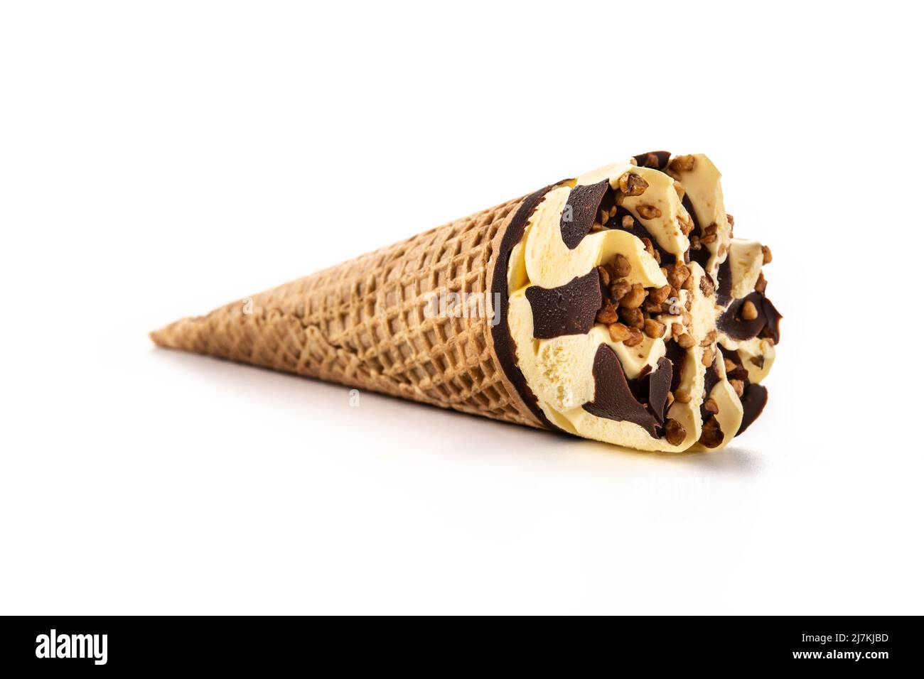 Vanilla and chocolate ice cream cone isolated on white background Stock ...