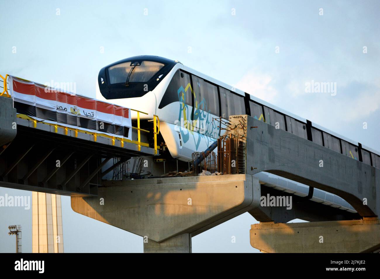Cairo, Egypt, November 5 2021: Cairo monorail on its track on steel and ...
