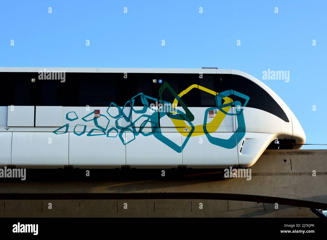 Cairo, Egypt, November 5 2021: installation of first monorail train on ...