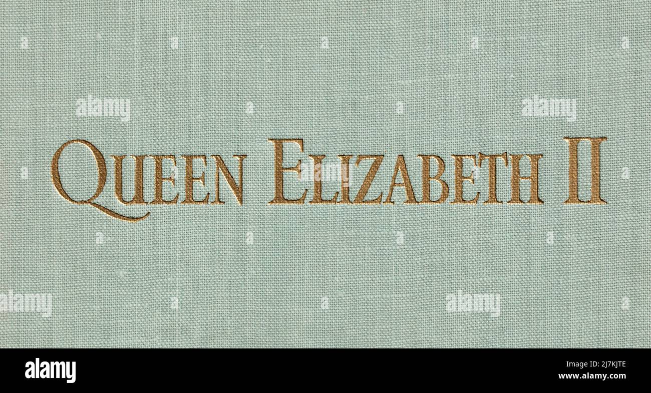 LONDON, UK - May 2022: Vintage gold embossed Queen Elizabeth II ...