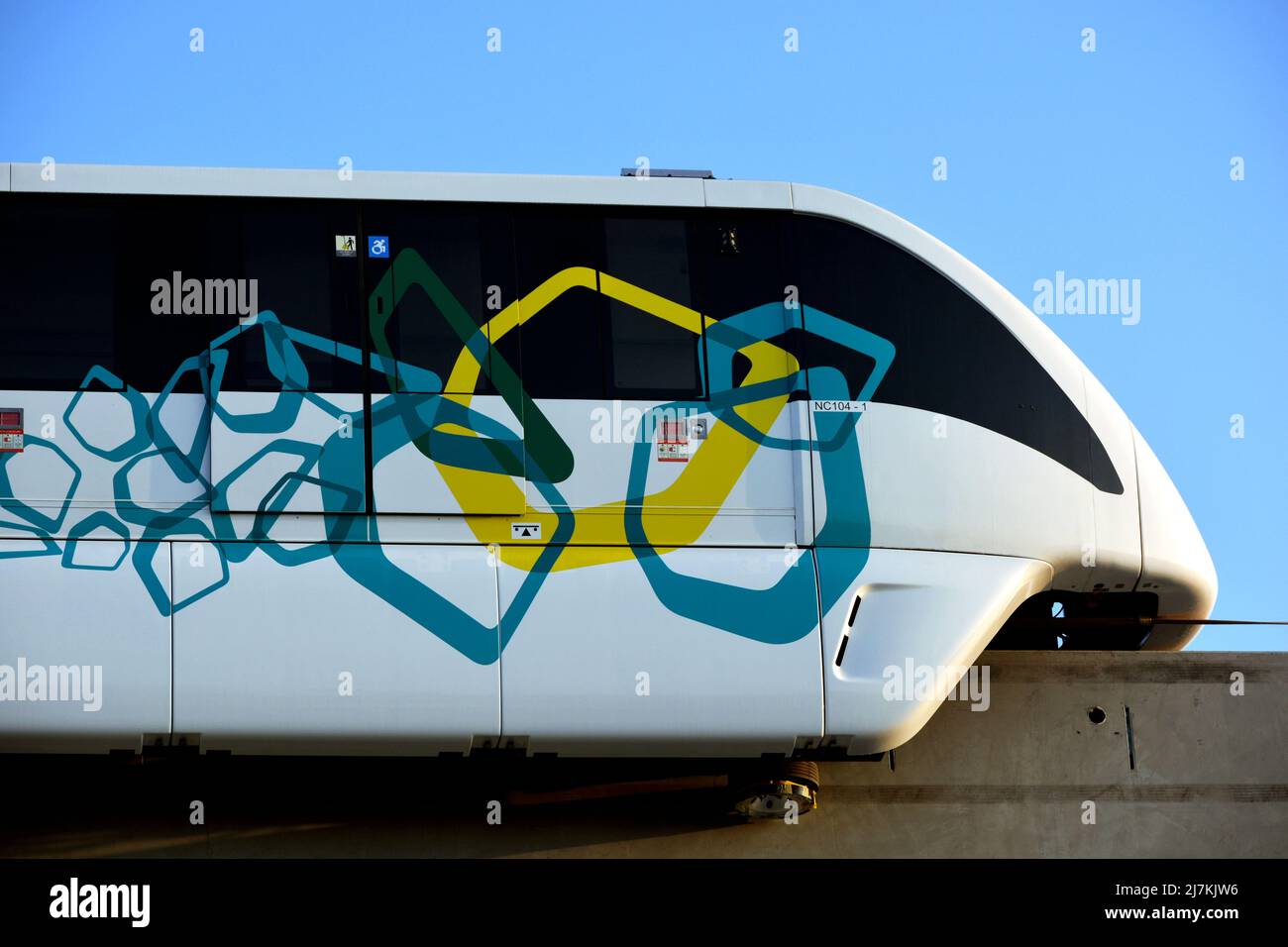 Cairo, Egypt, November 5 2021: installation of first monorail train on ...