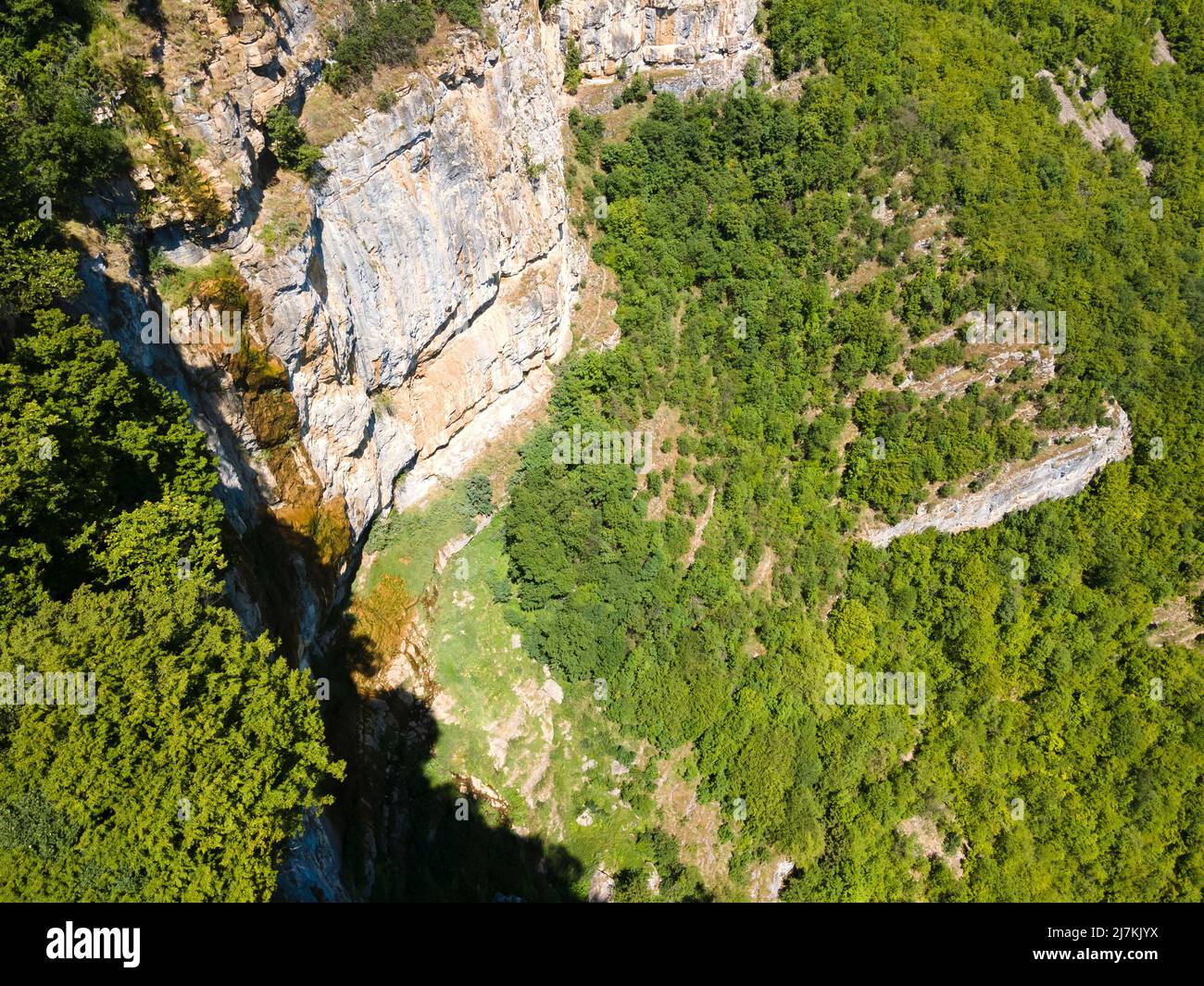 Aerial view of Iskar river Gorge near village of Zasele, Balkan ...
