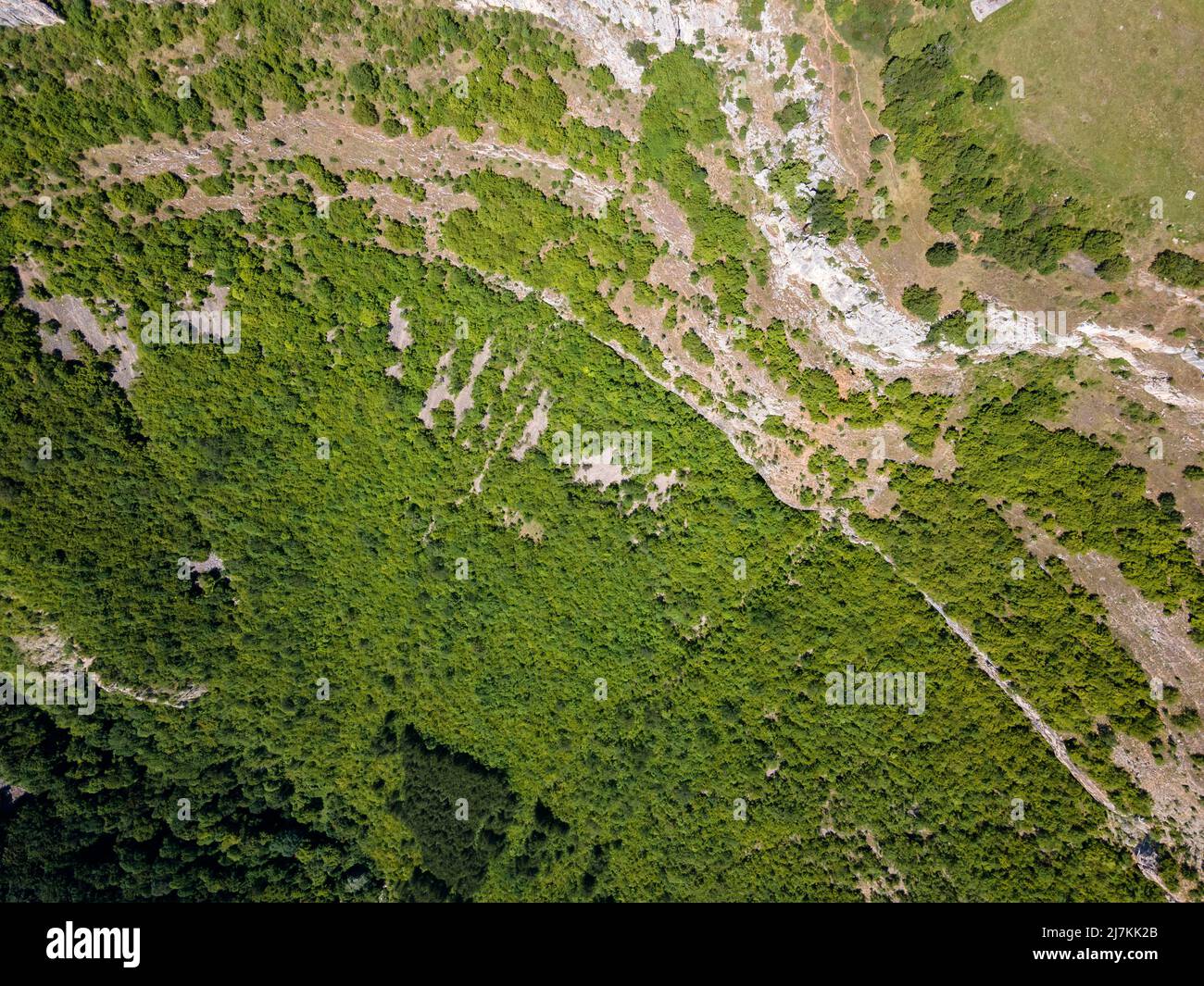 Aerial view of Iskar river Gorge near village of Zasele, Balkan ...