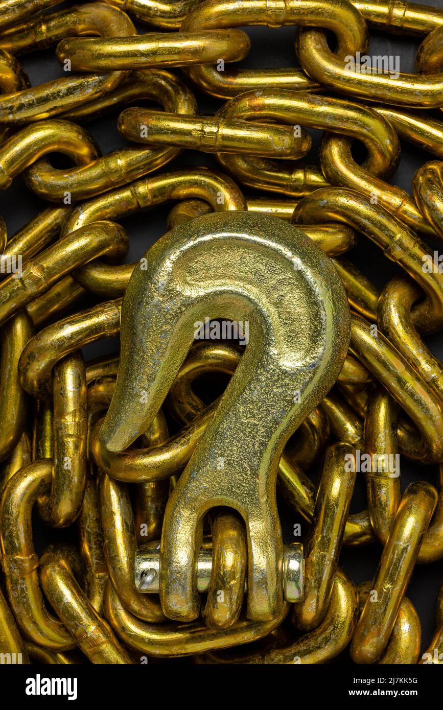 A Yellow Heavy Duty Hook and Chain Stock Photo - Alamy