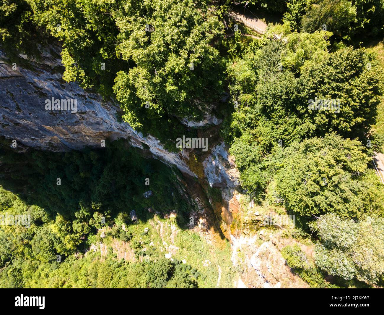 Aerial view of Iskar river Gorge near village of Zasele, Balkan ...