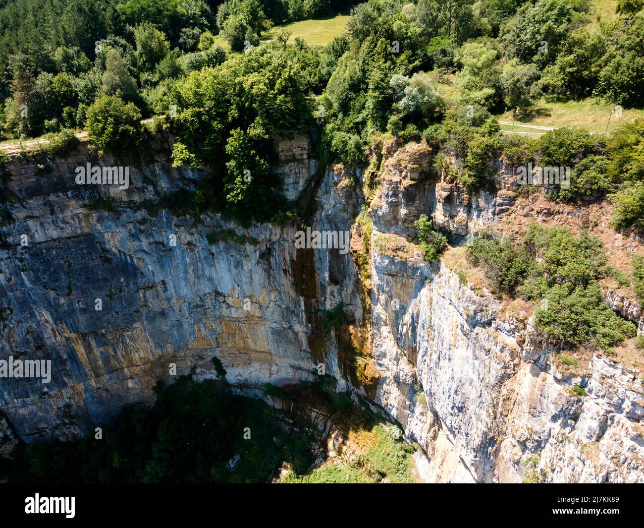 Aerial view of Iskar river Gorge near village of Zasele, Balkan ...