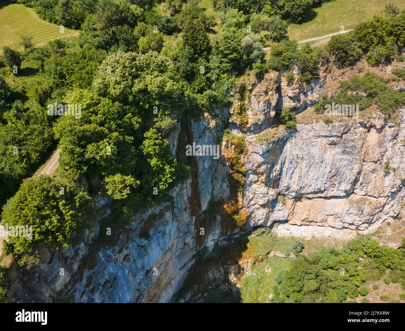 Aerial view of Iskar river Gorge near village of Zasele, Balkan ...