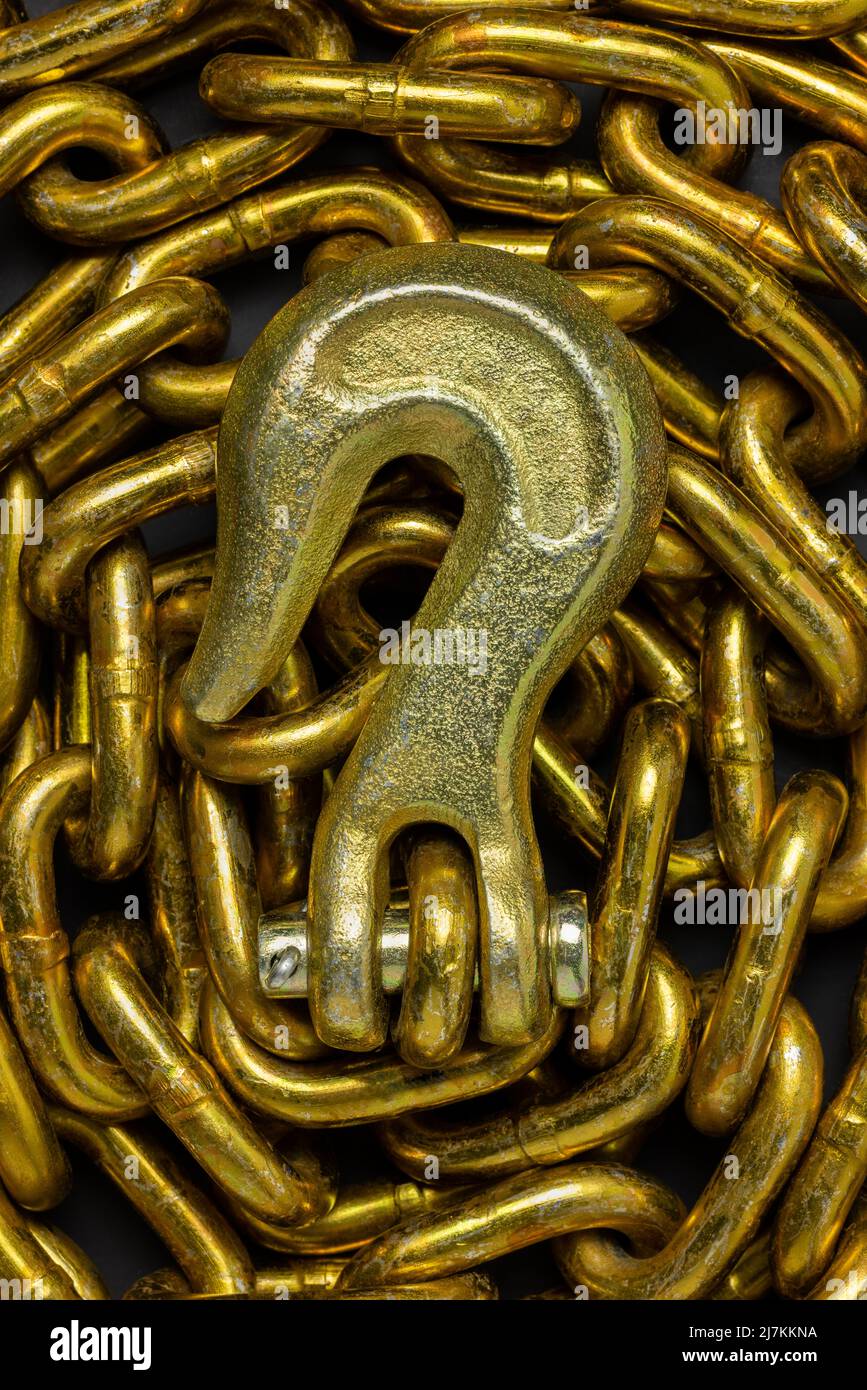 A Yellow Heavy Duty Hook and Chain Stock Photo - Alamy