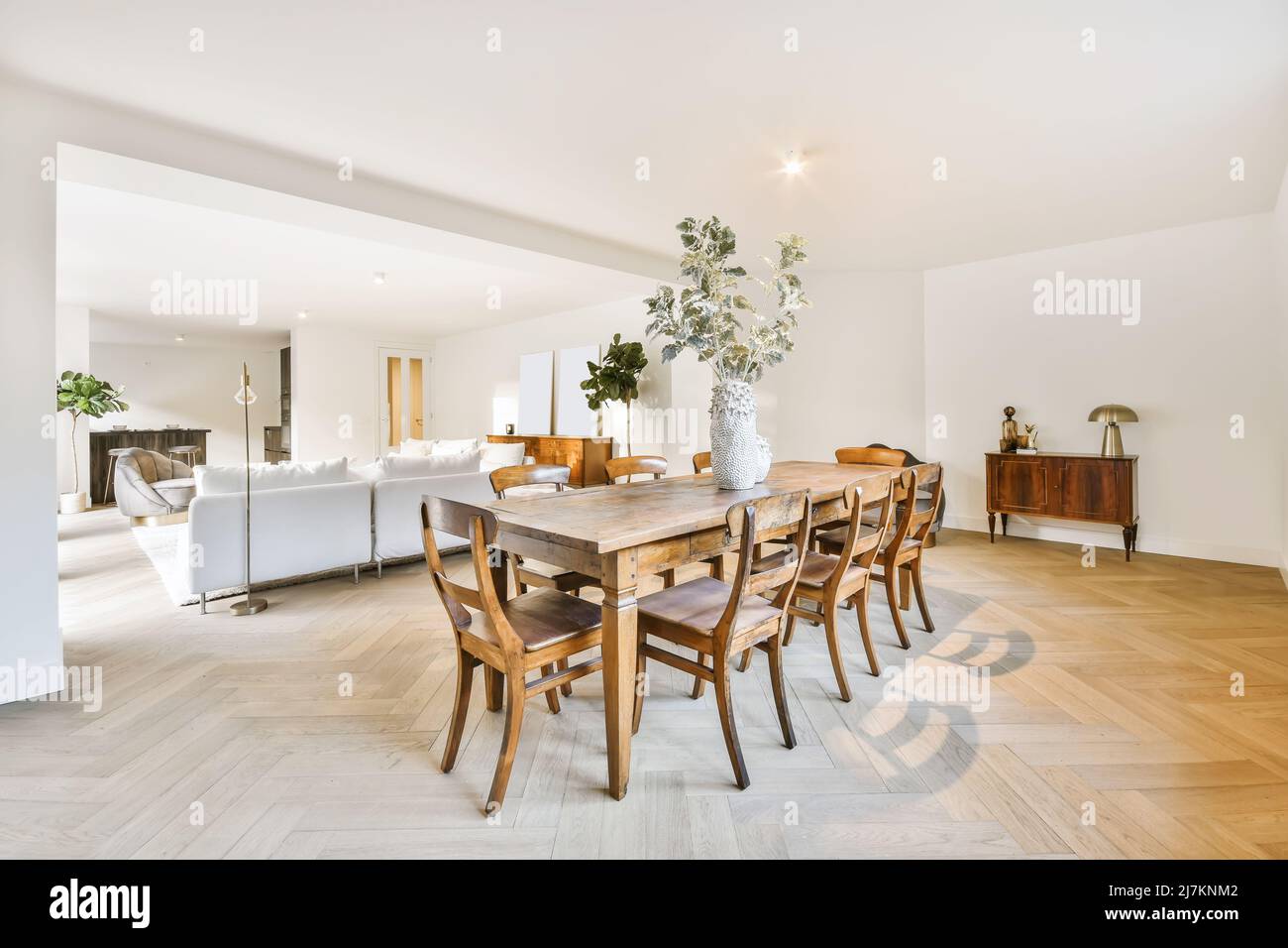 Interior of spacious contemporary living room with large comfortable ...