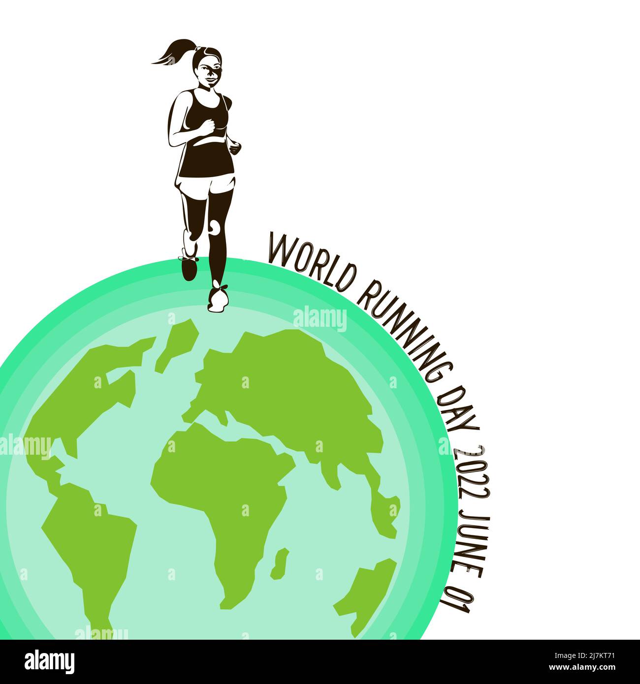 Global running Day in June, vector banner design. A young smiling happy ...