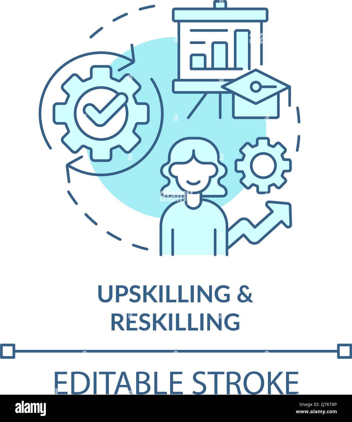 Upskilling and reskilling turquoise concept icon Stock Vector Image ...