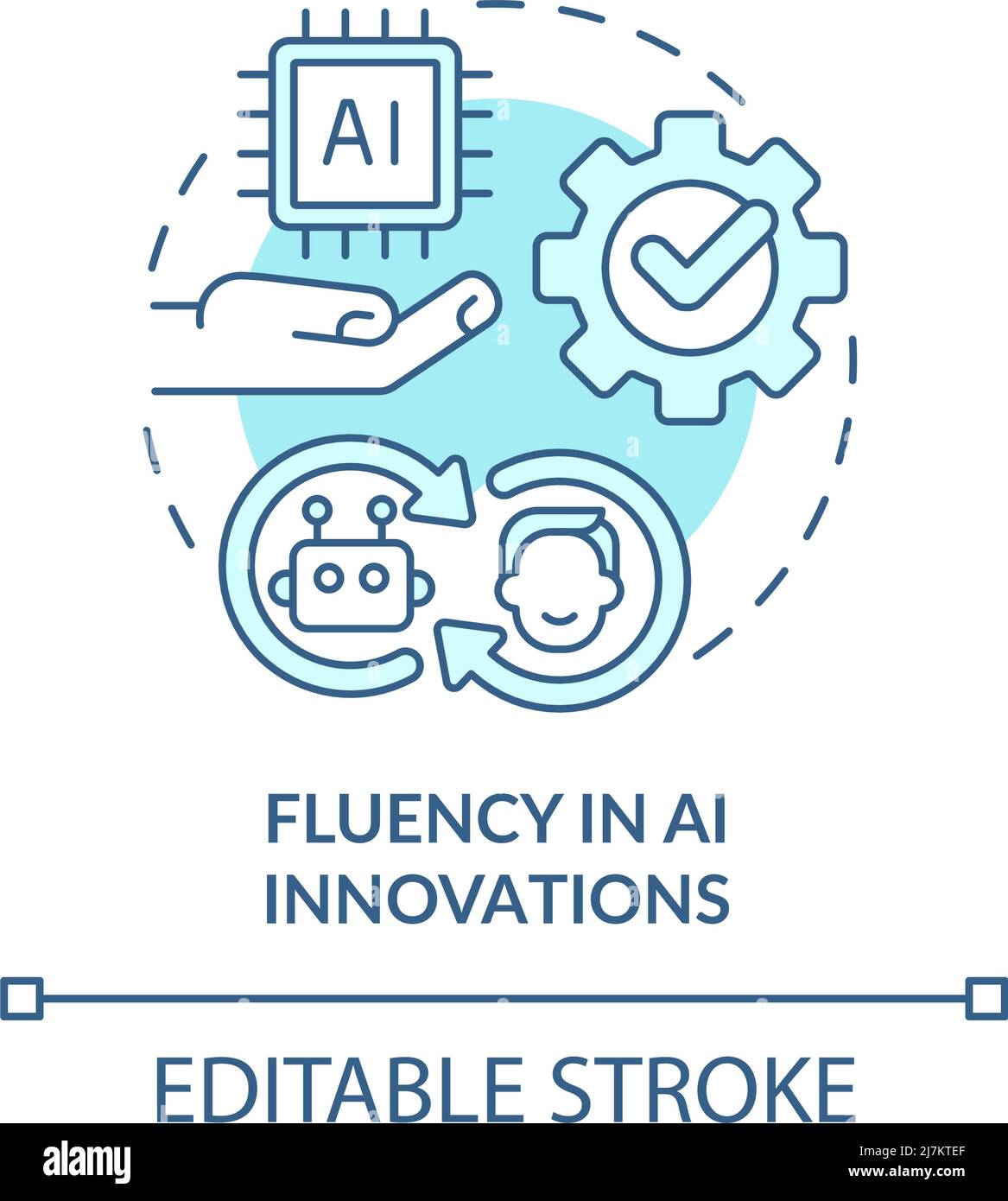 Fluency in AI innovations turquoise concept icon Stock Vector Image ...
