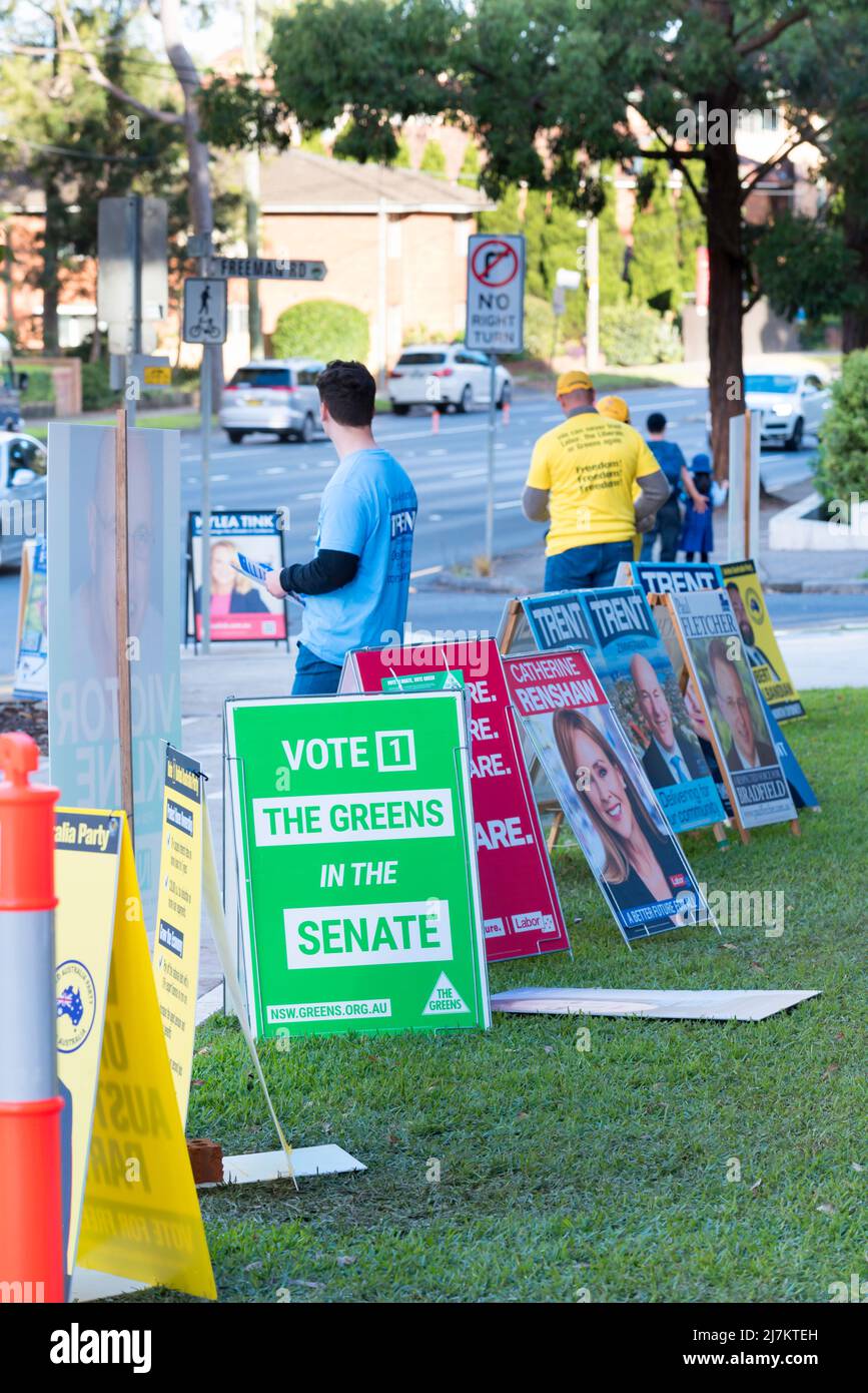Chatswood, Sydney, Australia May 10th, 2022: Volunteers stand beside ...