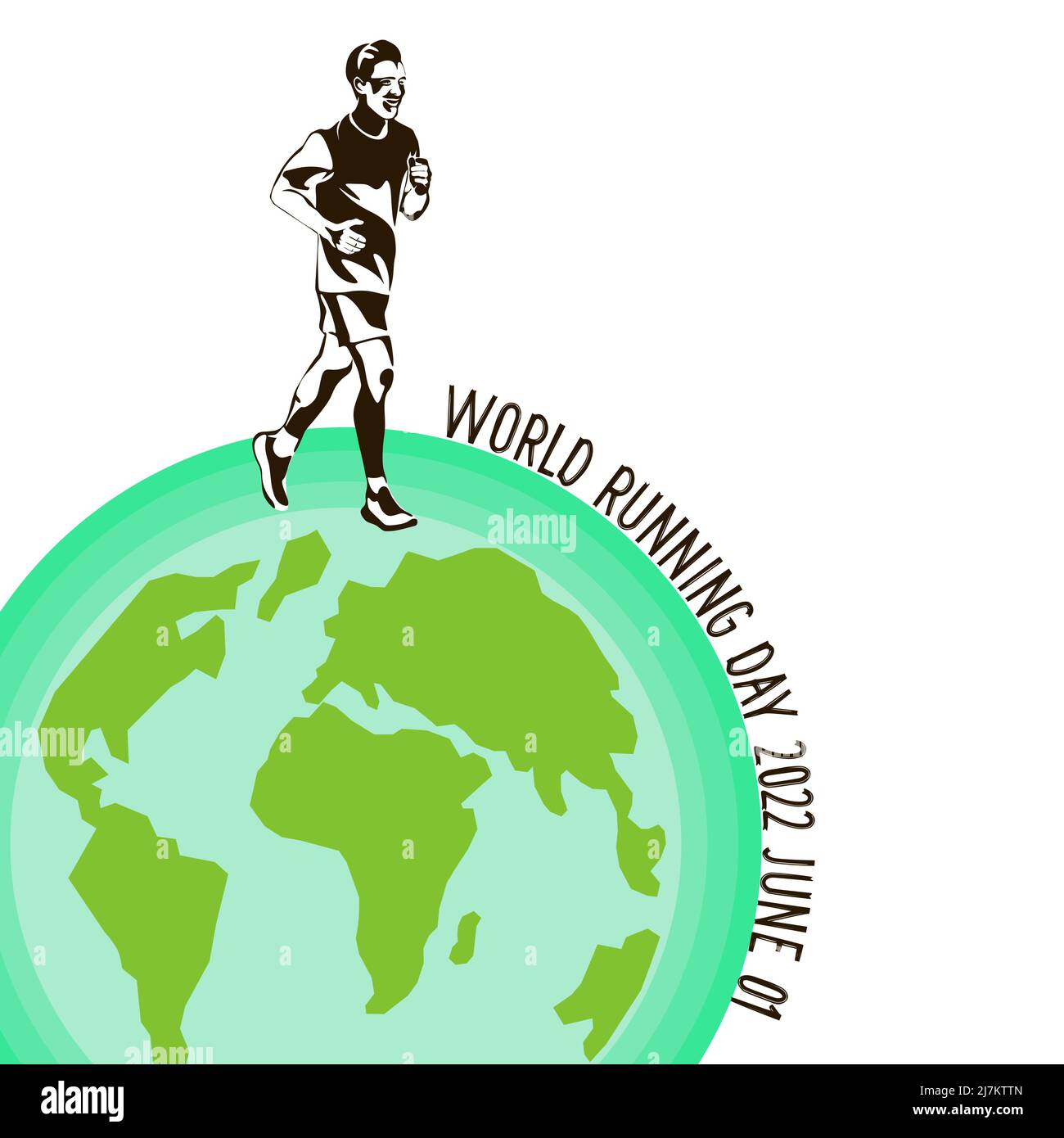 Global running Day in June, vector banner design. A young smiling happy ...