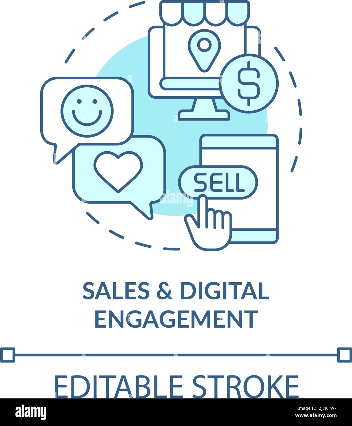 Sales and digital engagement turquoise concept icon Stock Vector Image ...