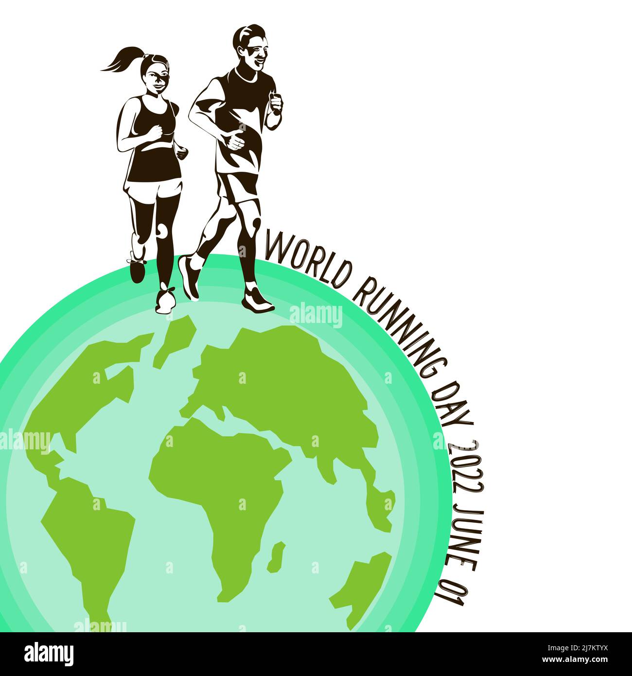 Global running Day in June, vector banner design. A young smiling happy ...