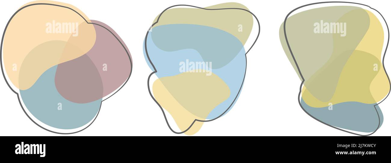 pastel colored blobs, abstract shaped graphic elements isolated on ...
