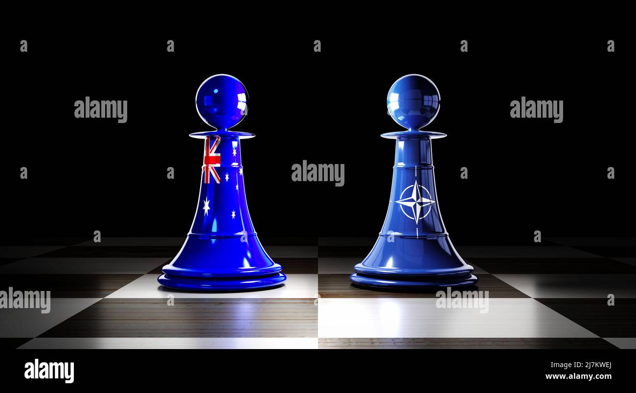 Australia and NATO relations, chess pawns with flags - 3D illustration ...