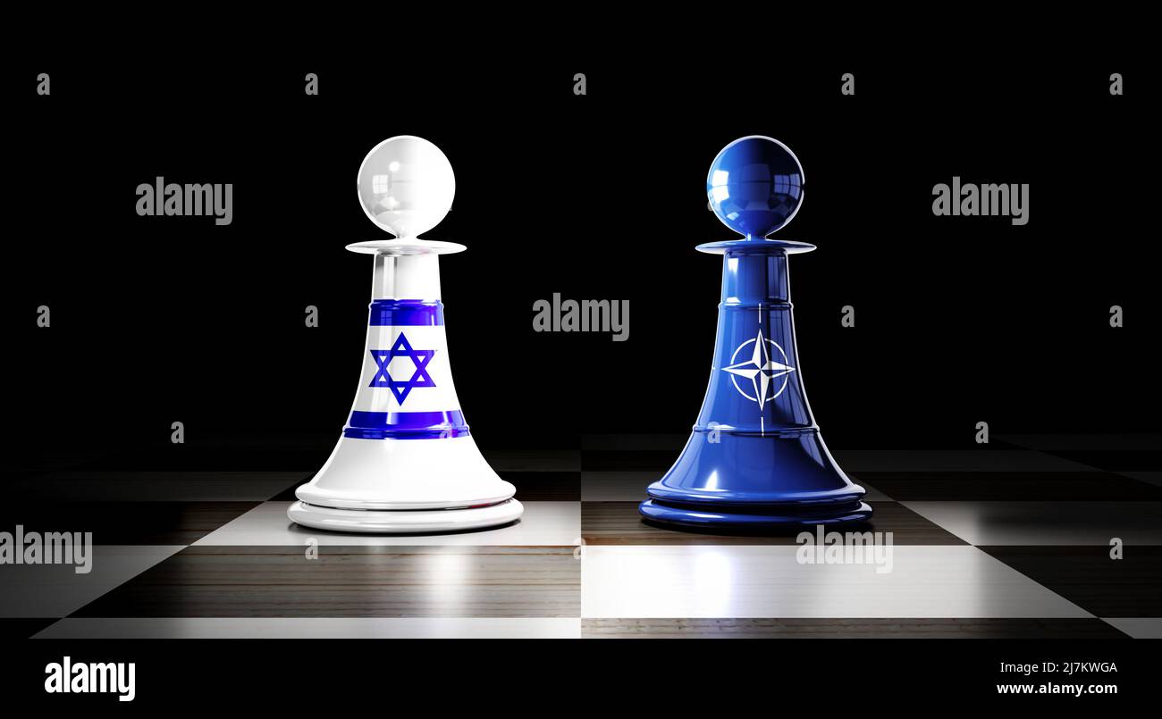 Israel and NATO relations, chess pawns with flags - 3D illustration ...